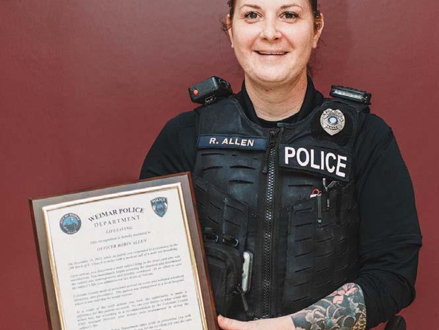 Weimar officer presented lifesaving award